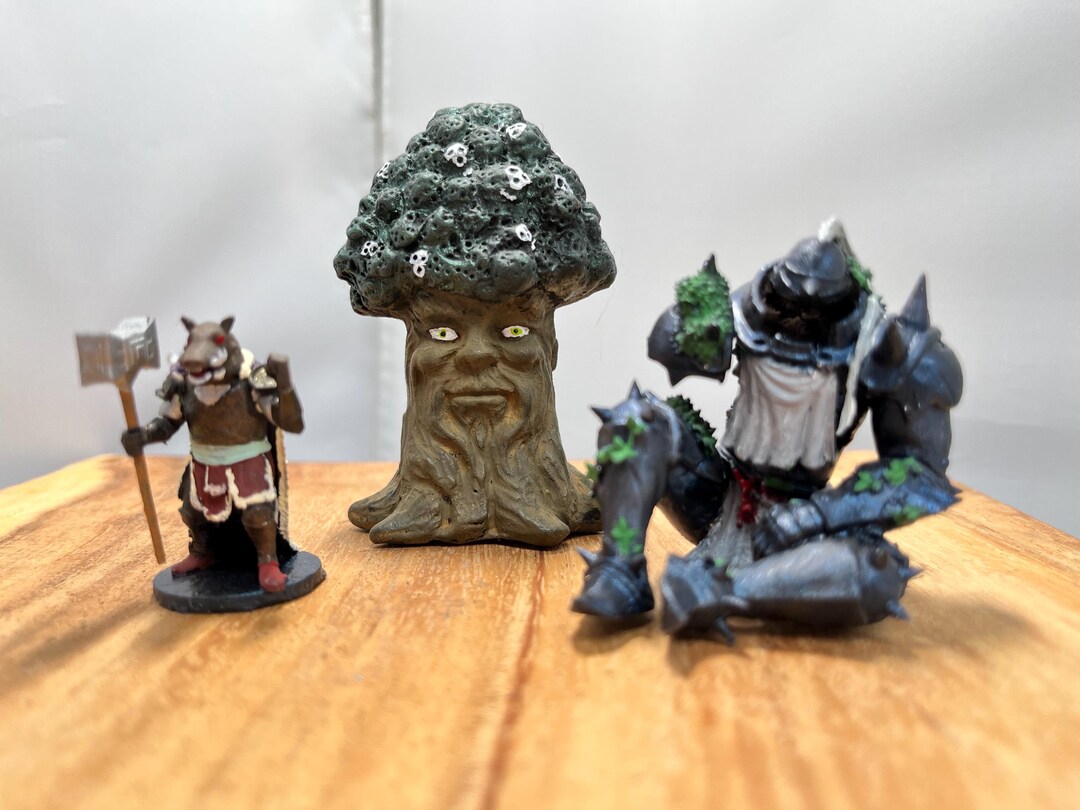 Set of 3 TTRPG Mini Figures, Fae Folk, Talking Tree, Earth Knight ...