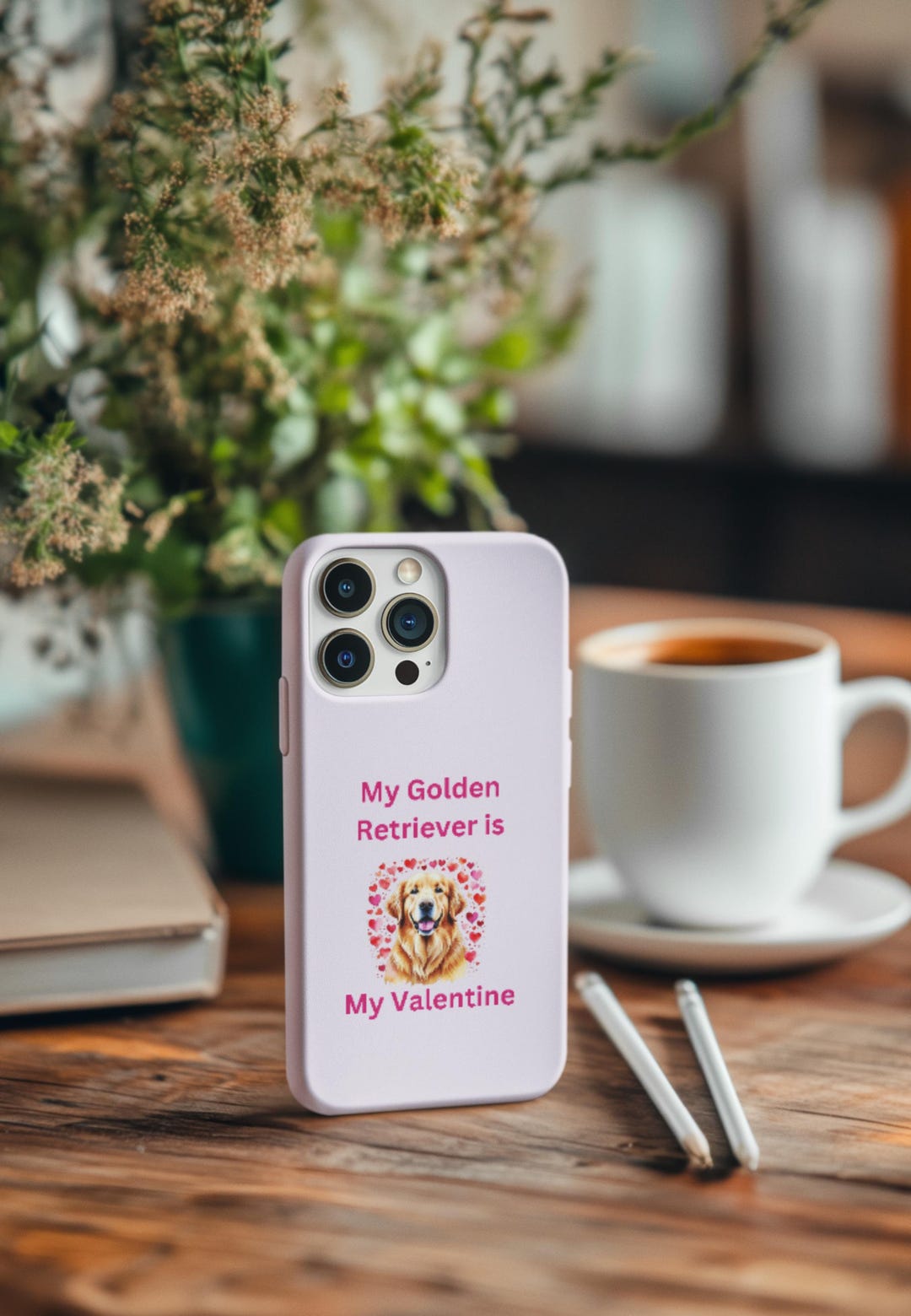 Valentine Day Golden Retriever Phone Case. Gifts for Dog Lover. Golden ...
