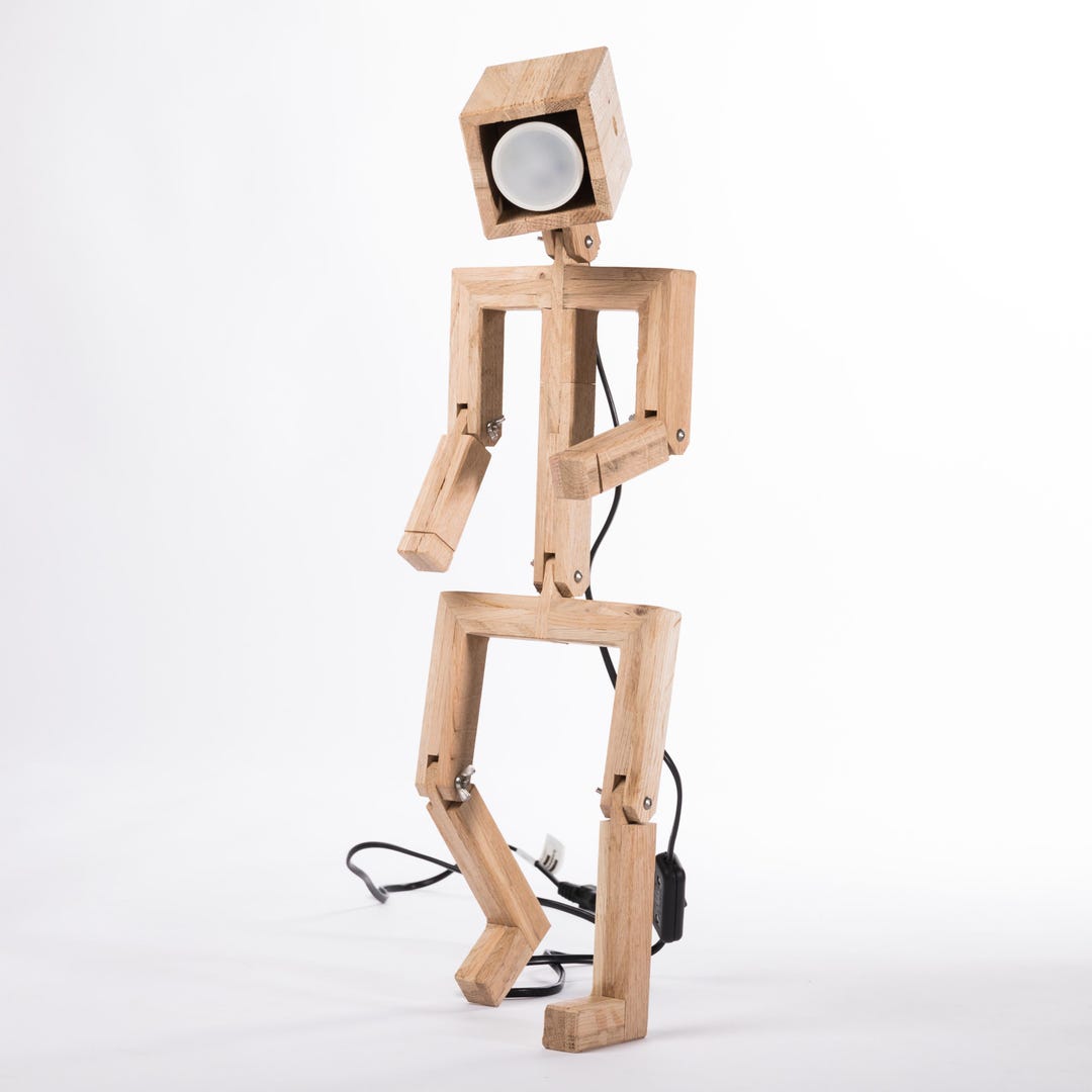 Jaffu // Articulated Designer Lamp Made From Recycled Oak Wood 53cm ...