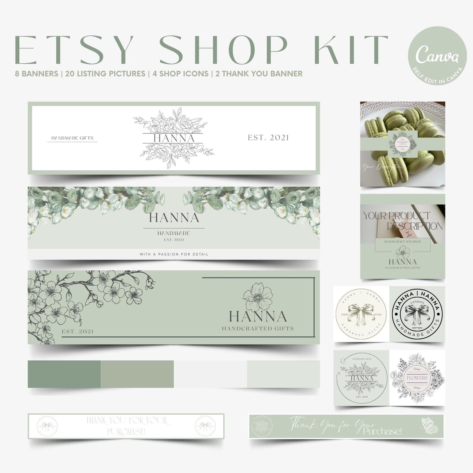 Etsy Shop Banner Kit Template Bundle Canva Etsy Shop Kit Editable Etsy ...