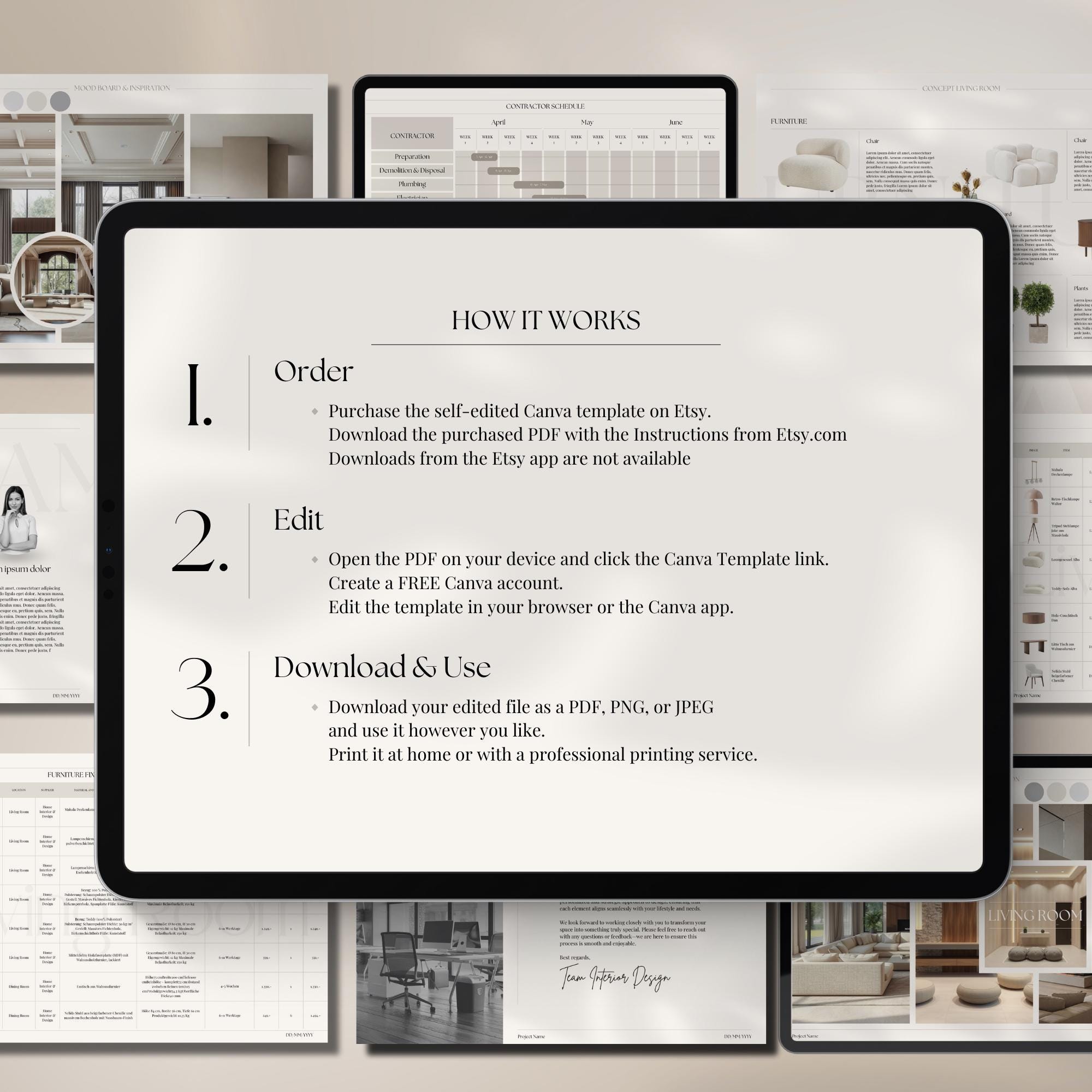 Interior Designing Template Canva Project Presentation FF&E Canva Real ...