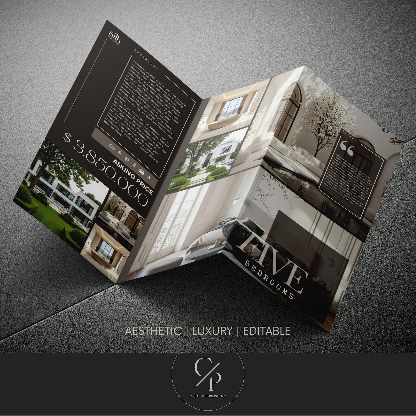 Real Estate Brochure Trifold Canva Template Listing Flyer Property ...