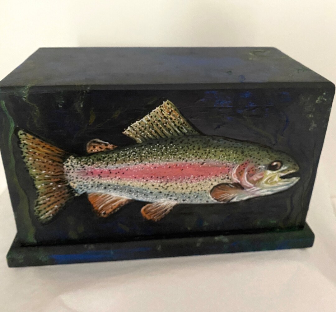 Rainbow Trout Fishing Hand Painted Urn for up North Feel or - Etsy