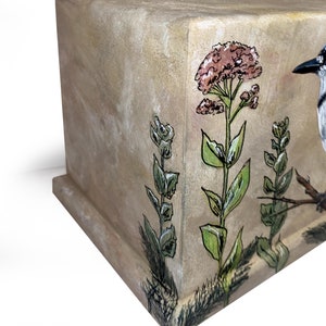 Cremation Urn Blue Jay Hand Painted and Drawn Urn - for Cremation and ...