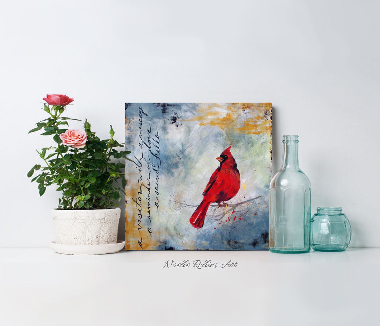 Red Cardinal remembrance wall art after dad passed Cardinal | Etsy