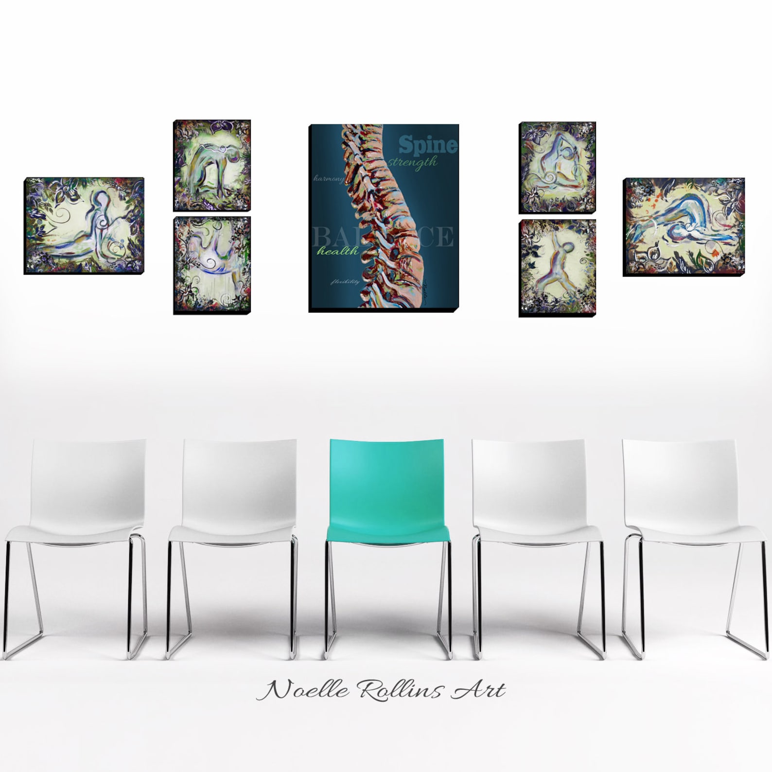 Colorful Bold Chiropractic Wall Artwork Set of 7 - Complete Set ...