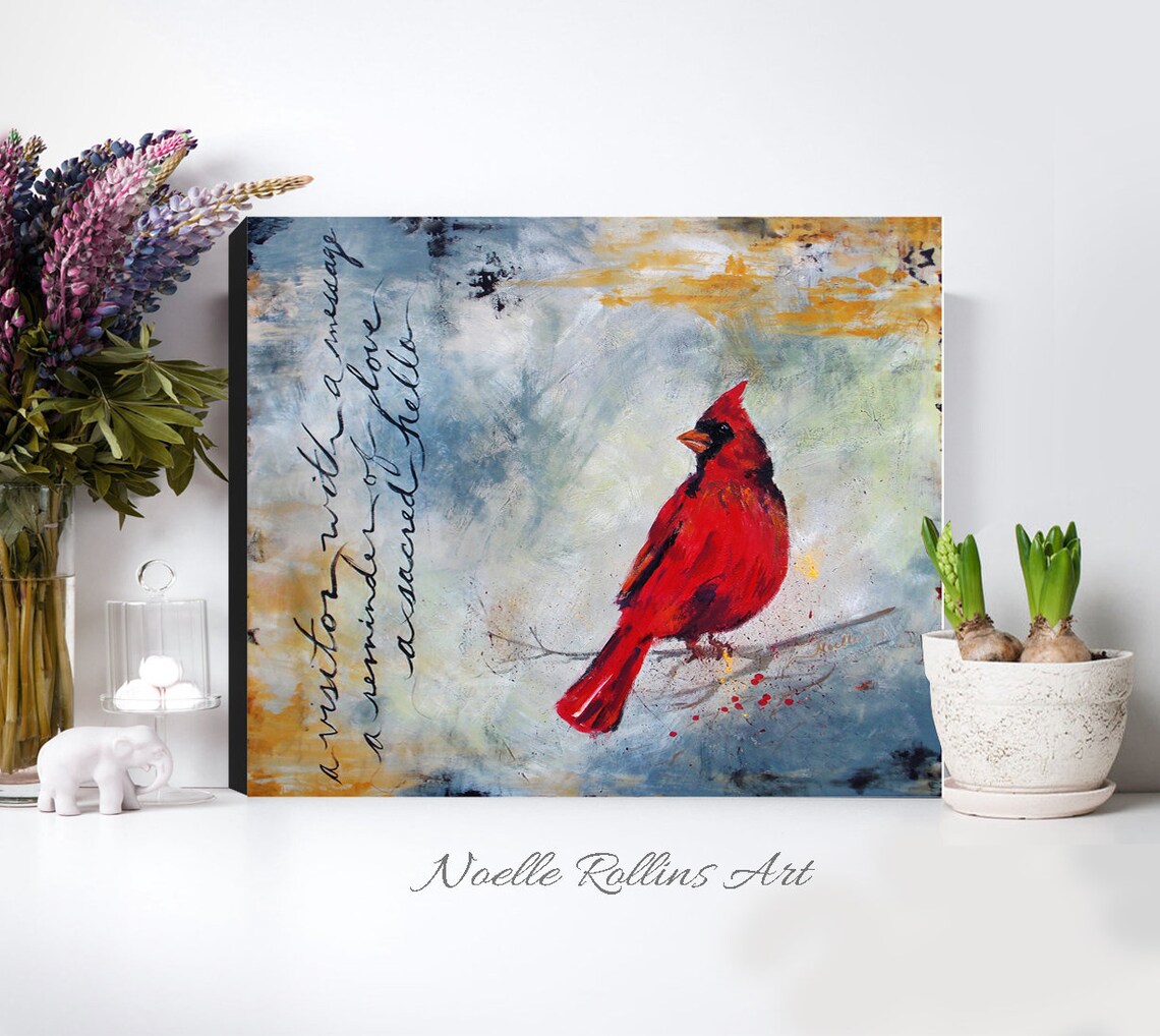 Red Cardinal Remembrance Wall Art After Dad Passed Cardinal - Etsy