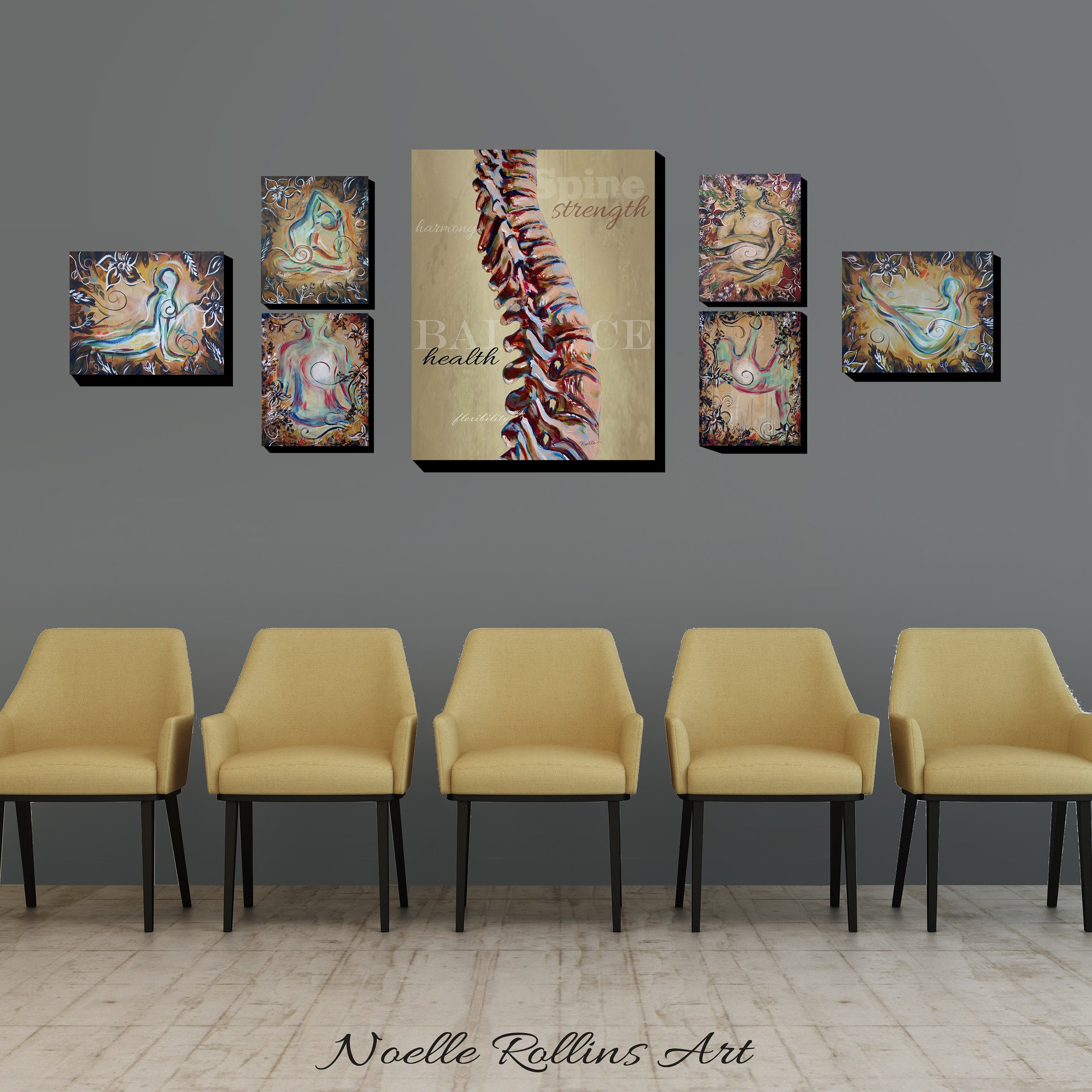 Chiropractic Wall Art Set of 7 Canvas or Metal Prints Spine Anatomy and ...