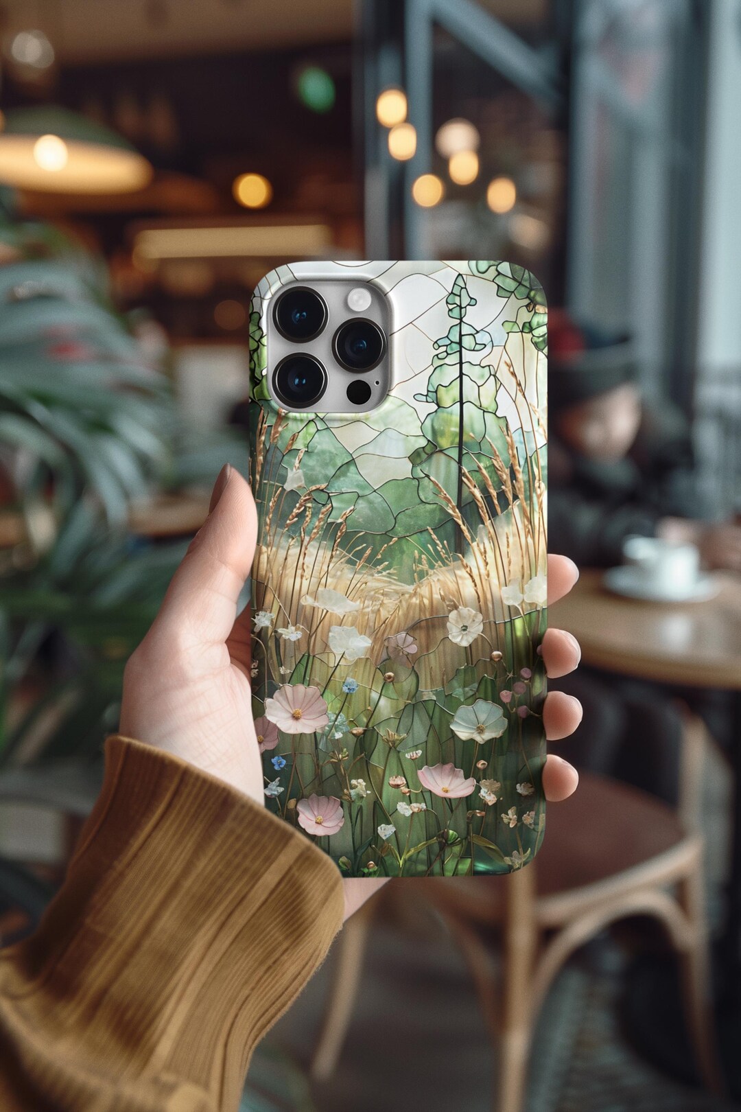 Stained Glass Effect Botanical iPhone Cases, Floral Slim Case, Nature ...