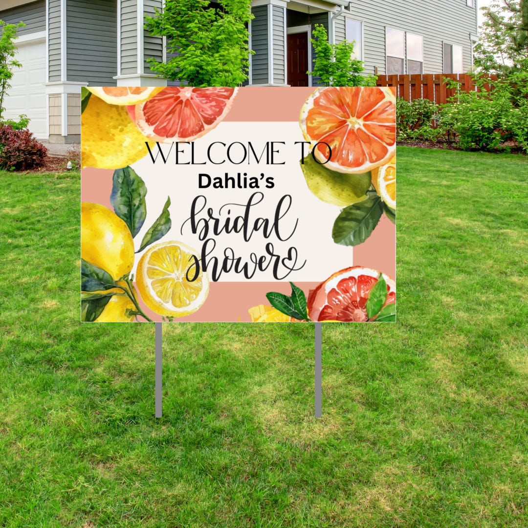 Tropical Citrus Yard Sign, Summer Wedding Decor, Outdoor Bridal Shower ...