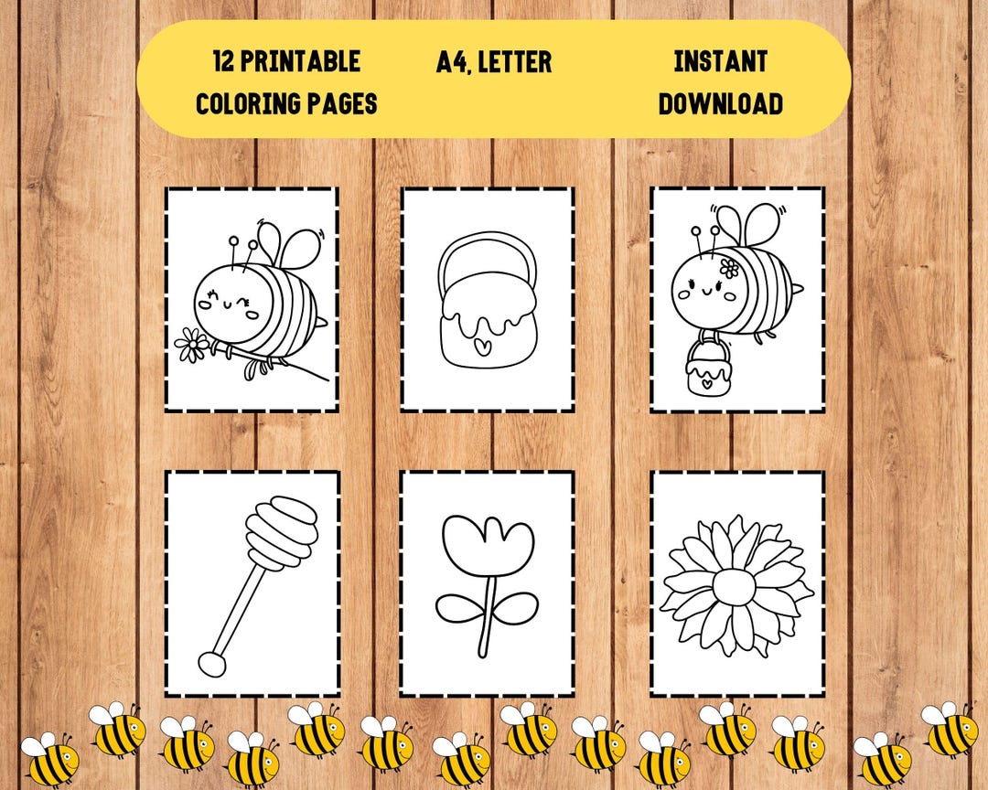 Buzzworthy Fun: 12 Honey Bee Coloring Pages Bundle for Kids Printable ...