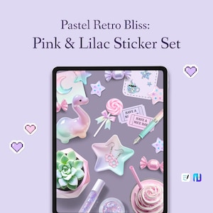 Pink & Lilac Pastel Digital Sticker Set – Dashboard Stickers, Pixel ...