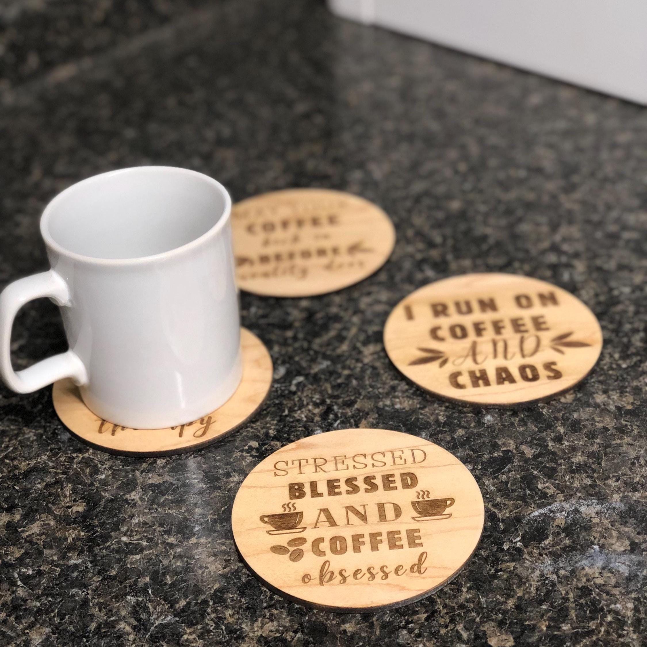 4-pack Wooden Coffee Coasters, Quality Home & Bar Coaster, Lightweight ...