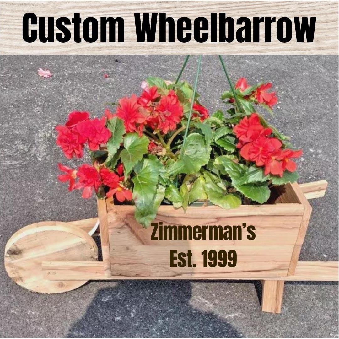 Customizable Wooden Wheelbarrow Planter: Rustic Garden Decor, Handmade ...