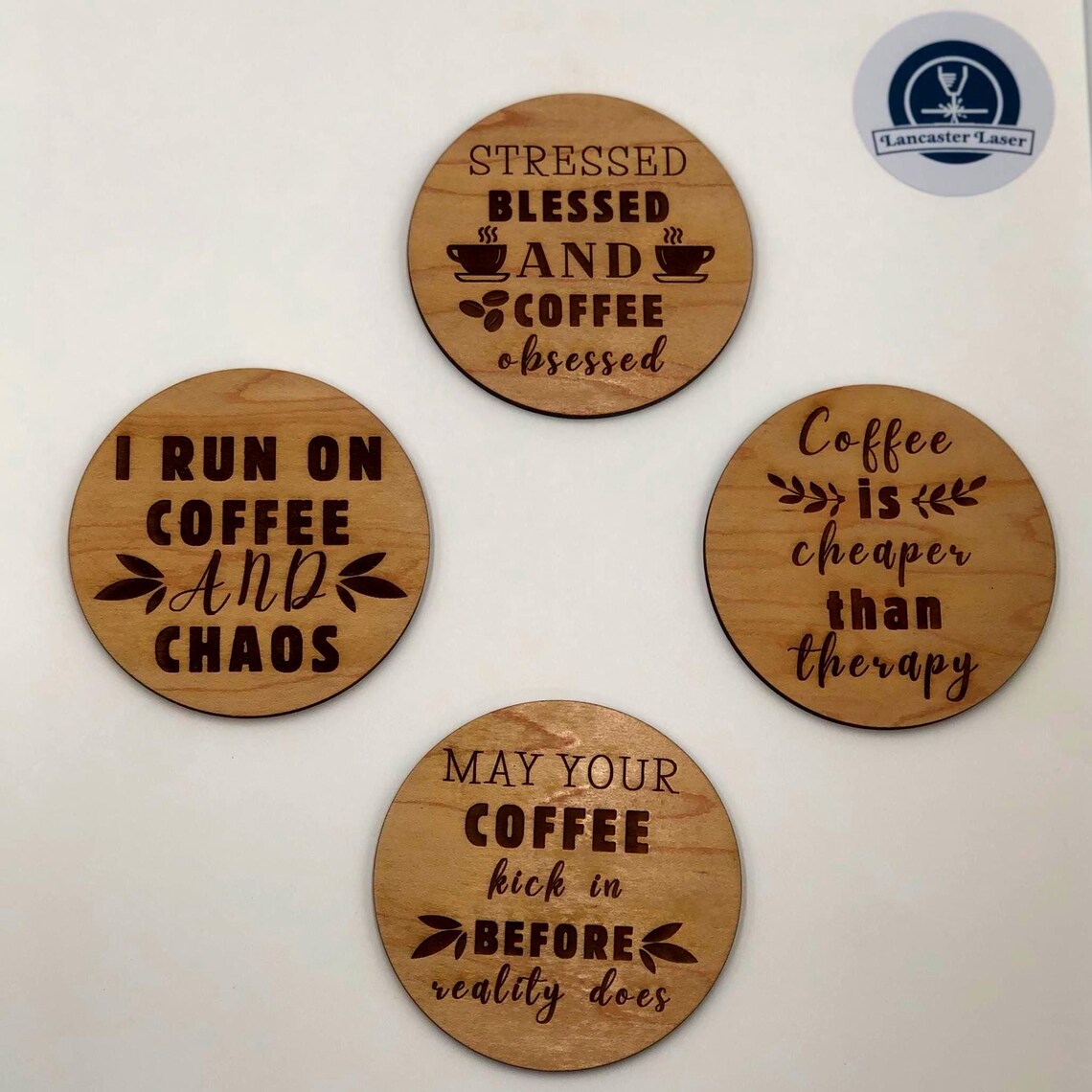 4-pack Wooden Coffee Coasters, Quality Home & Bar Coaster, Lightweight ...