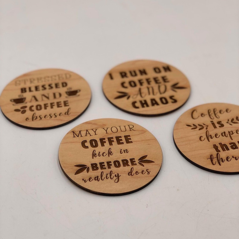 4-pack Wooden Coffee Coasters, Quality Home & Bar Coaster, Lightweight ...