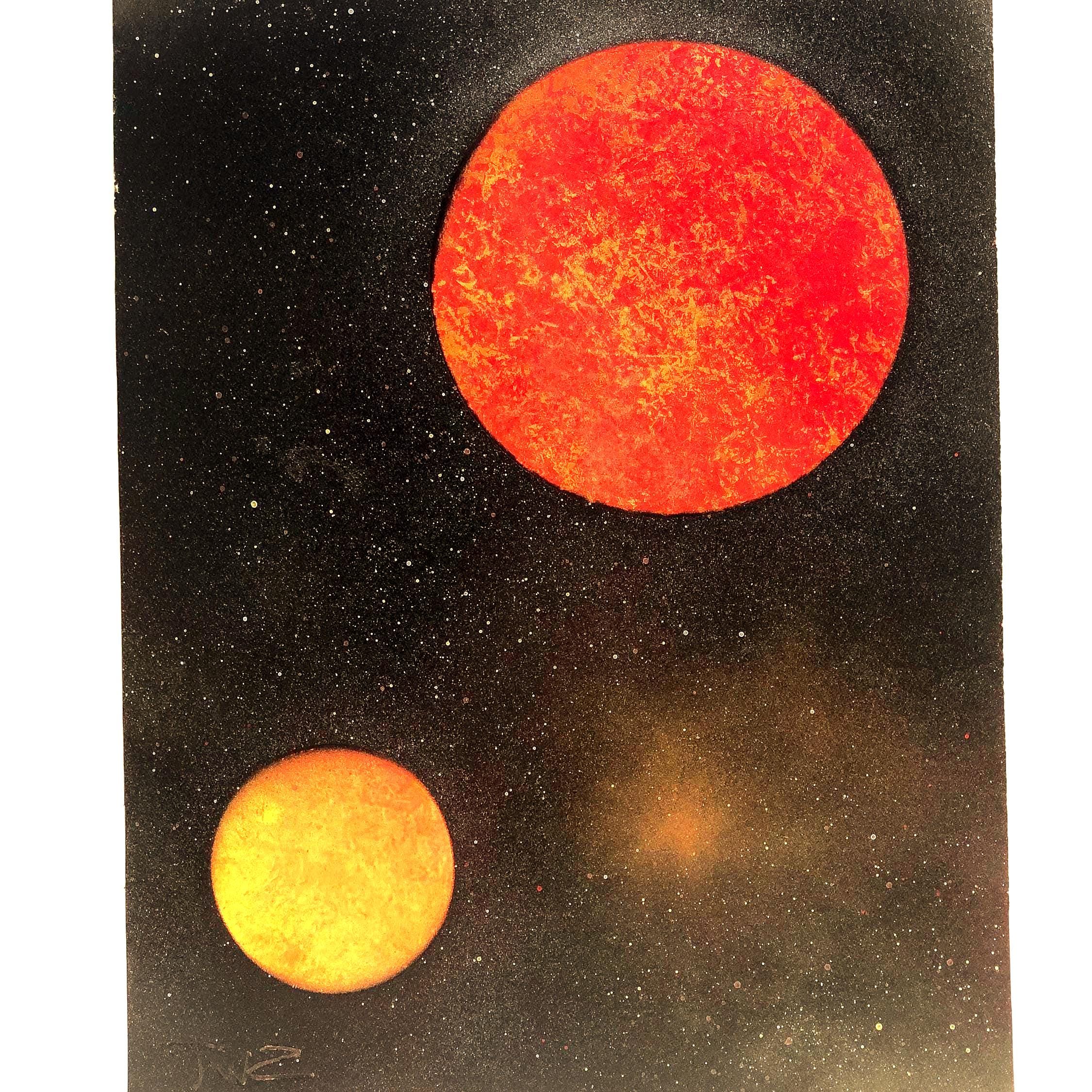 Spray Paint Galaxy Art: Handmade Sci-fi Space Scene, 11x14" - Etsy