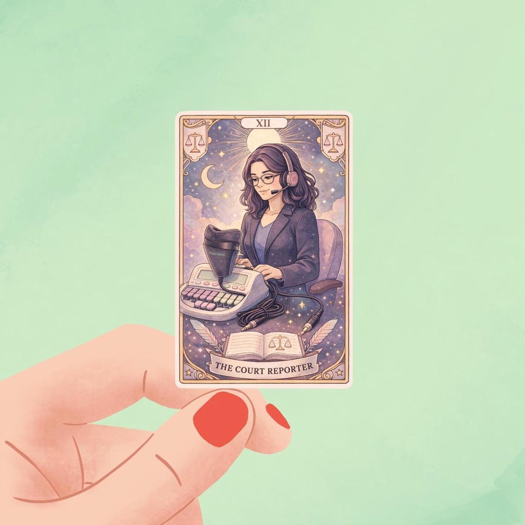 Court Reporter Tarot Card Sticker | Steno Machine, Legal Gift - Etsy