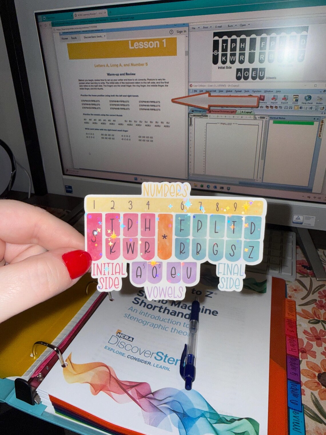 Stenography Keyboard Cheat Sheet Sticker | Color-coded Steno Chart ...