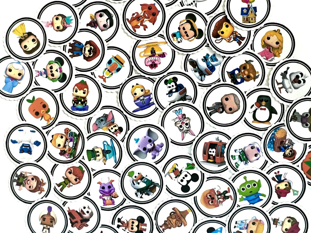 50 Disney Character Theme 1 Inch Circle Matte Stickers - Etsy