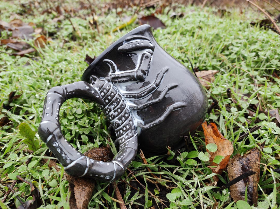 Handmade Black Ceramic Scorpion Mug – Unique Gothic Coffee Cup With ...