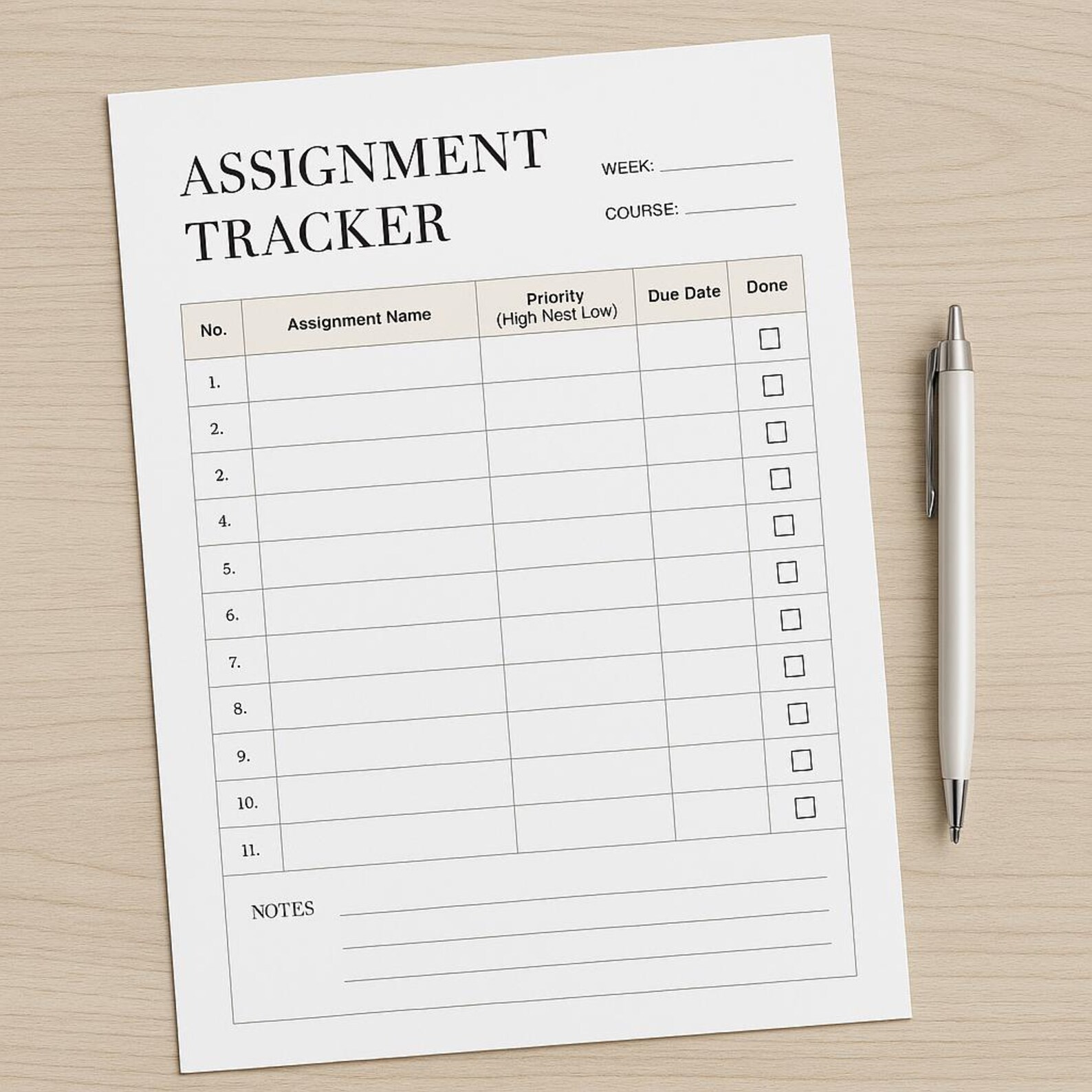 Student Assignment Tracker Printable | Weekly Homework Planner PDF ...