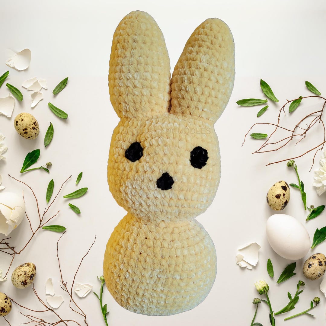 Cheeky Yellow Peep Bunny Plush | Large Handmade Crochet Stuffed Animal ...
