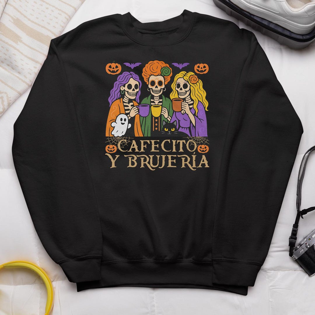 Cafecito Y Brujeria Funny Day of the Dead Celebration Design, Dia De ...