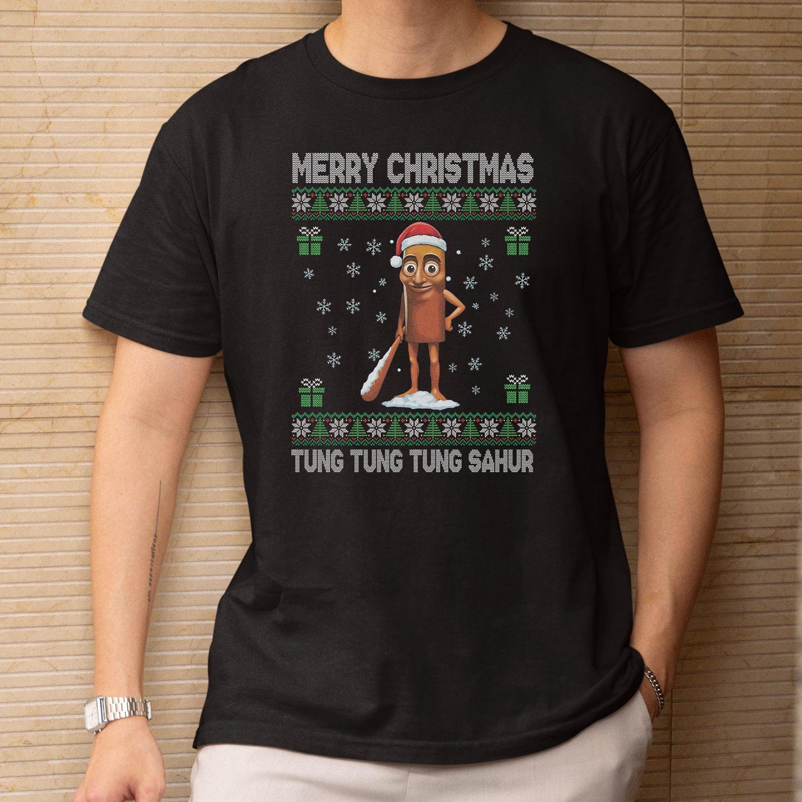 Tung Sahur Christmas Kids Personalized Design, Ugly Xmas Sweater Style ...