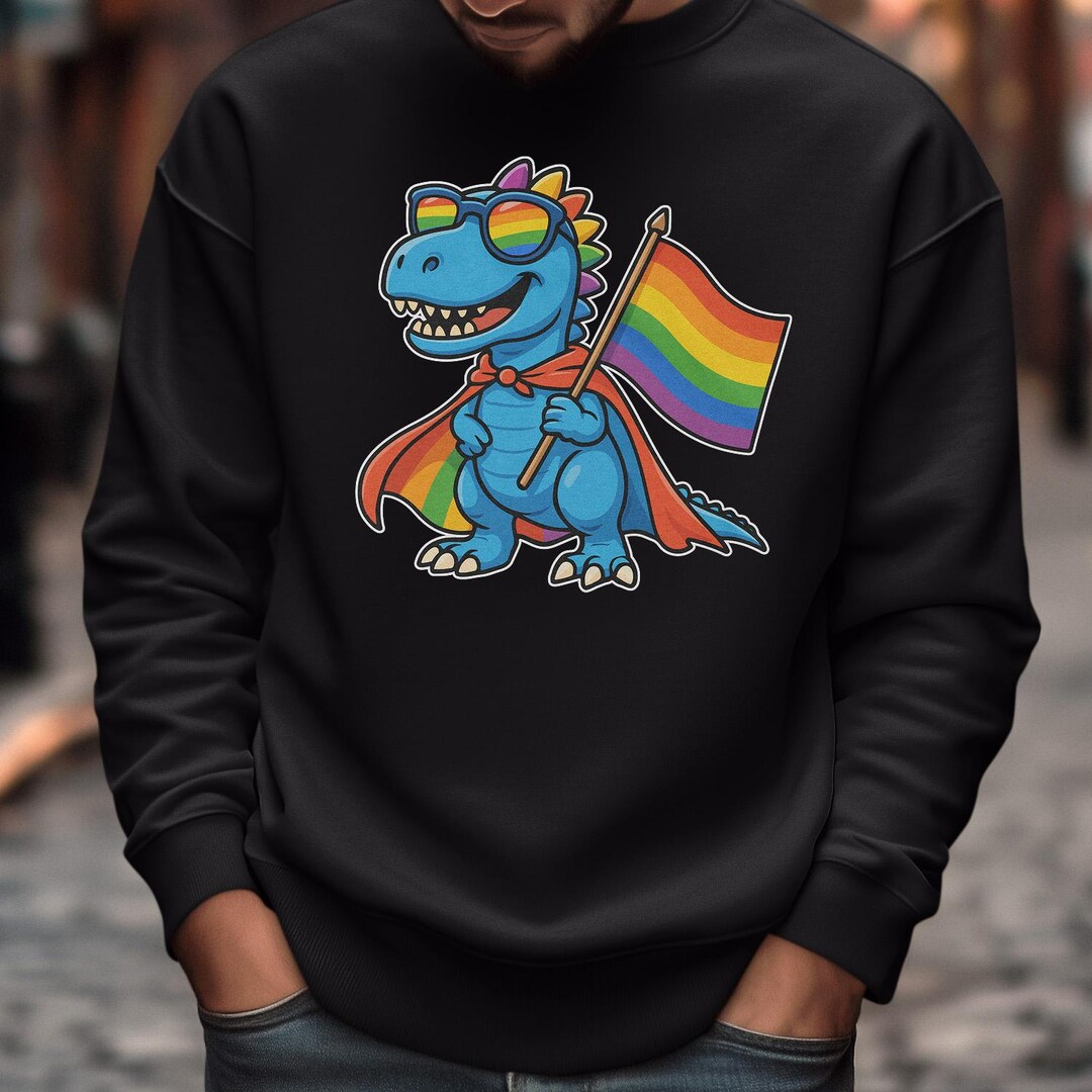 Rainbow T-rex Funny Dinosaur, LGBTQ Pride Month Empowerment, Funny ...