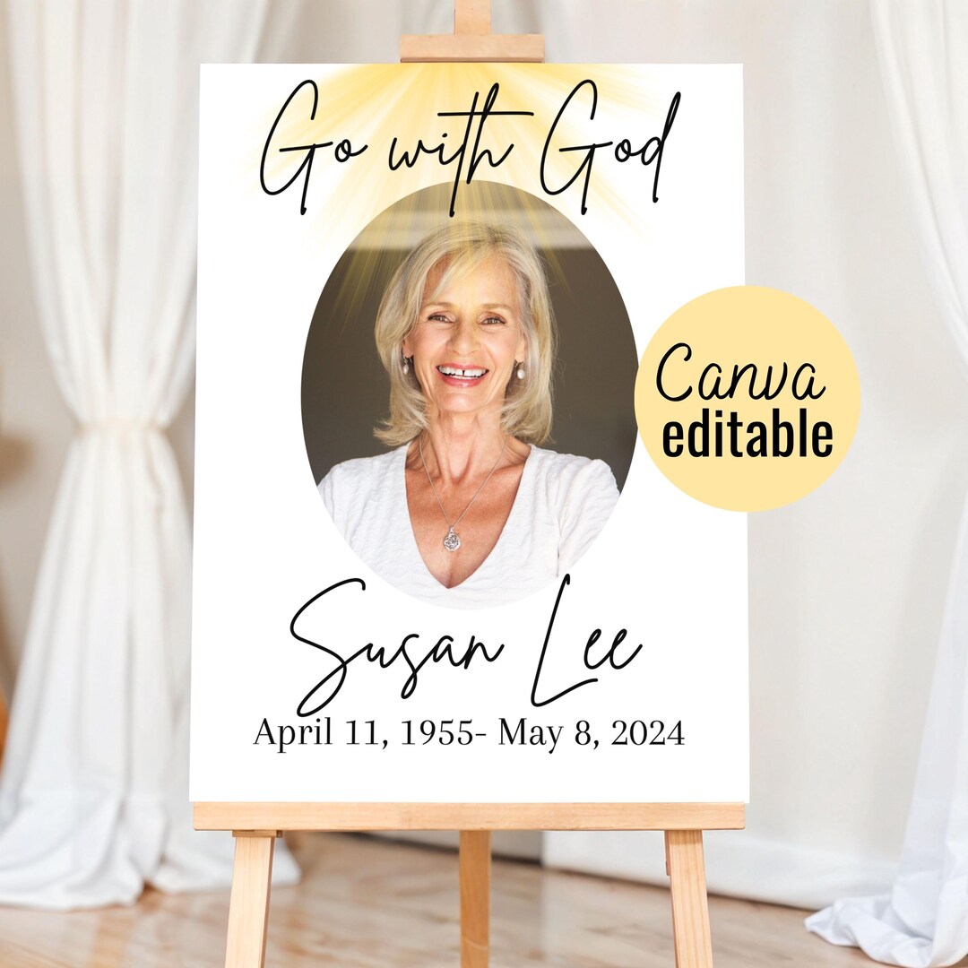 Funeral Welcome Sign Editable Template, Editable Poster Celebration of ...