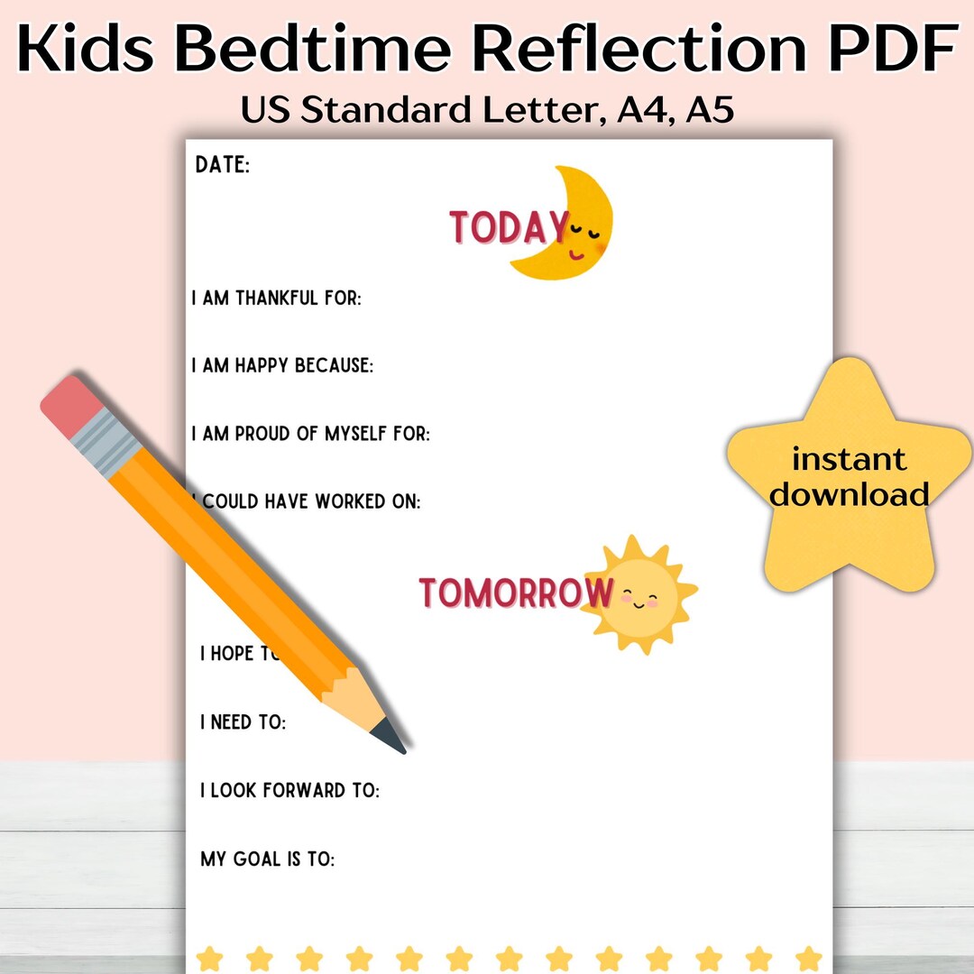 Kids Daily Reflection Printable PDF, Simple Daily Gratefulness Journal ...