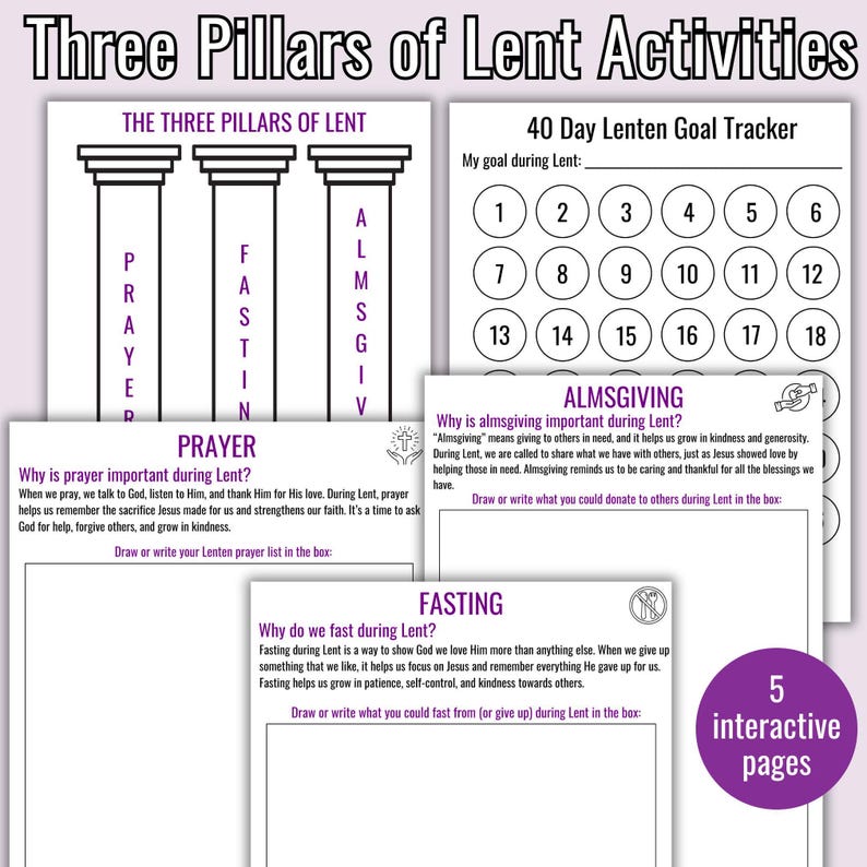 Kids Lent Activity Bundle Printable PDF, Christian Kids Church ...