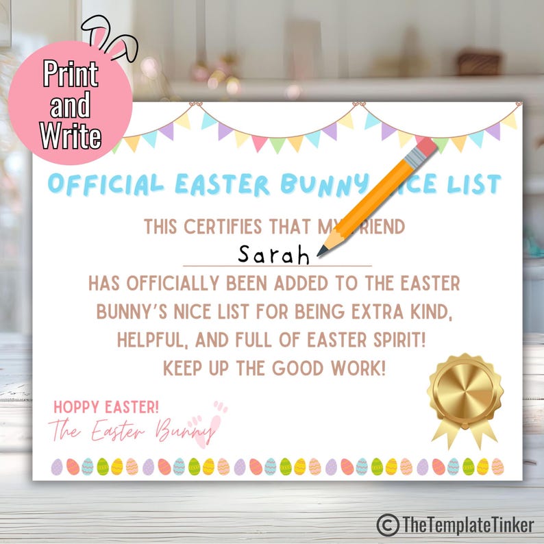 Easter Bunny Letter Printable for Kids, Personalized Easter Bunny ...