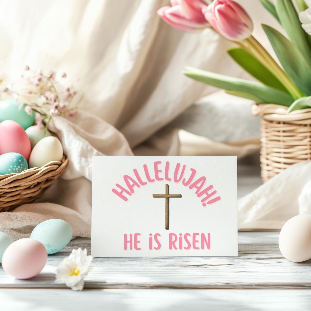 Printable Religious Easter Card, He is Risen Resurrection, Simple ...