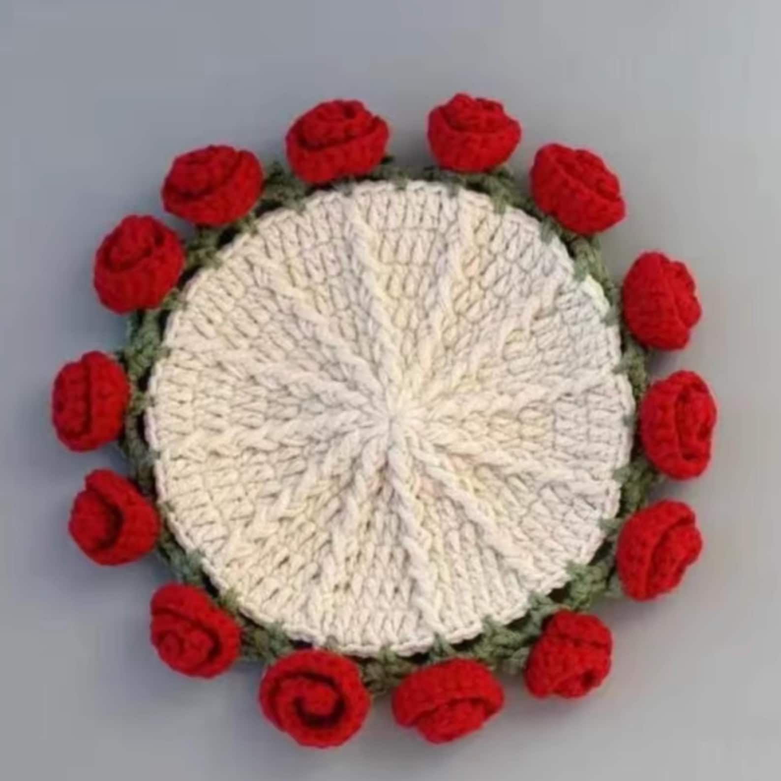 Rose Bouquet Coaster Crochet Pattern PDF | Beginner Friendly 3D Flower ...