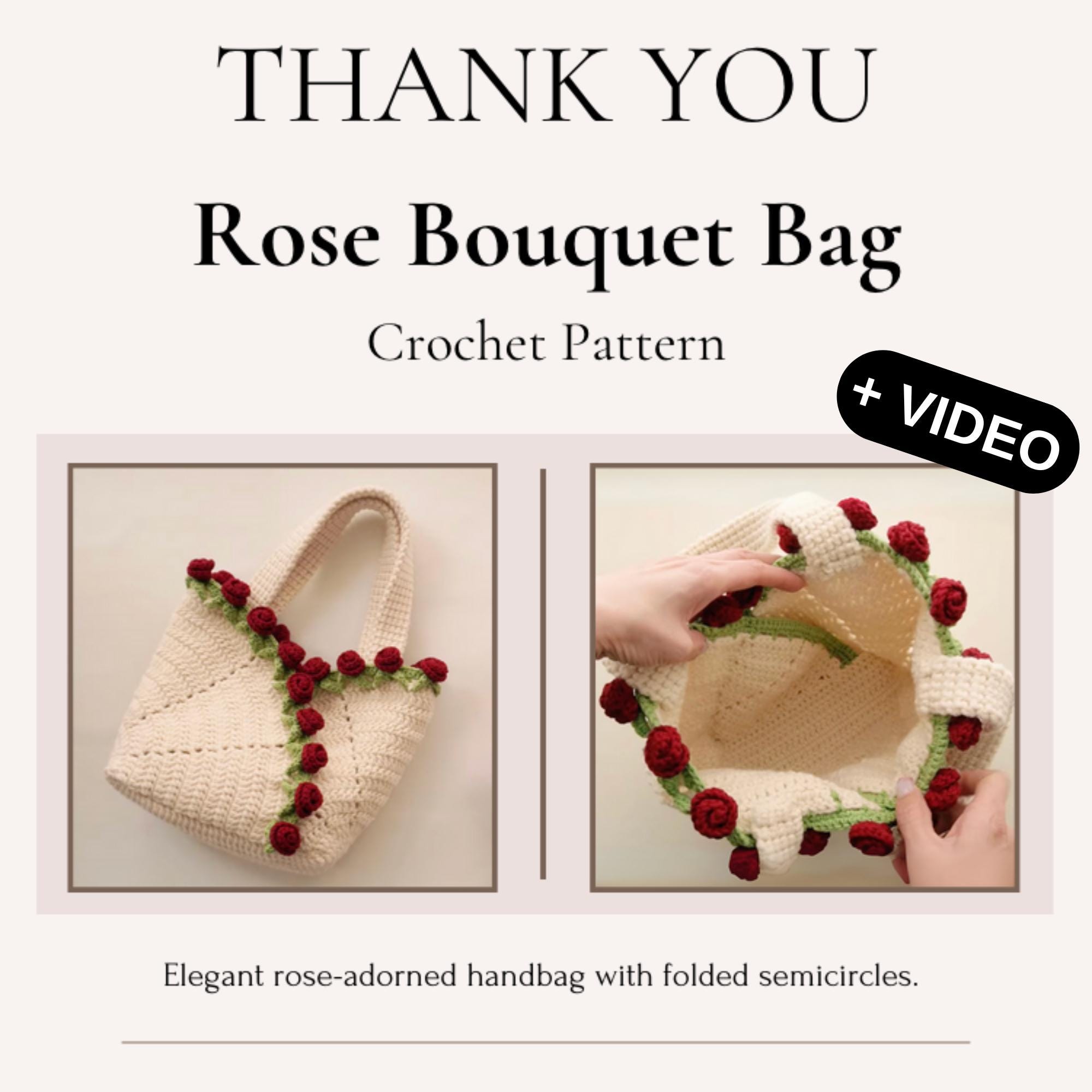 Rose Bouquet Bag Crochet Pattern: 3D Floral Handbag (PDF + Video) - Etsy