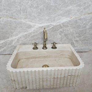 Handcrafted Travertine Marble Sink: Custom Size Bathroom Sink - Etsy