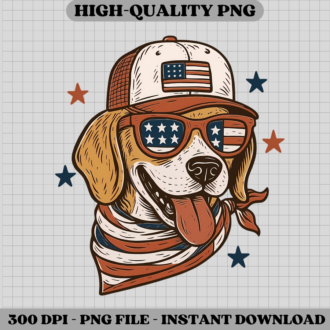 Patriotic Beagle PNG: 4th of July Clipart, American Flag Sunglasses ...