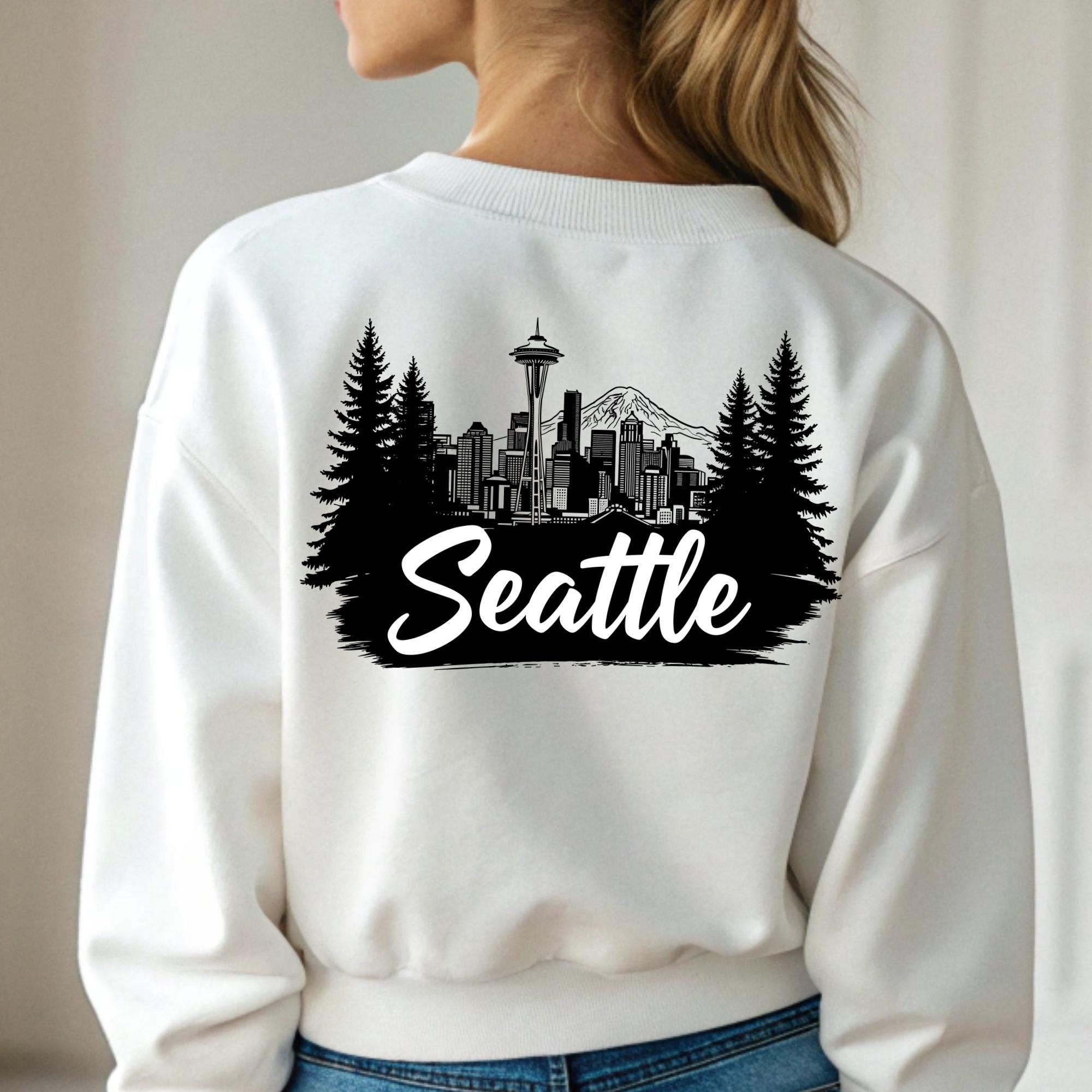 Seattle Skyline SVG, Space Needle & Mount Rainier Vector, Gift for Him ...