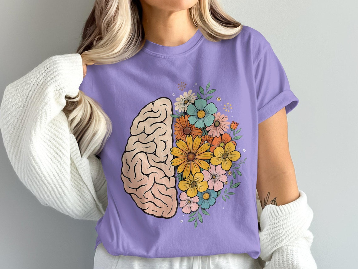 Wildflower Brain PNG: Boho Mental Health Clipart (digital Download ...
