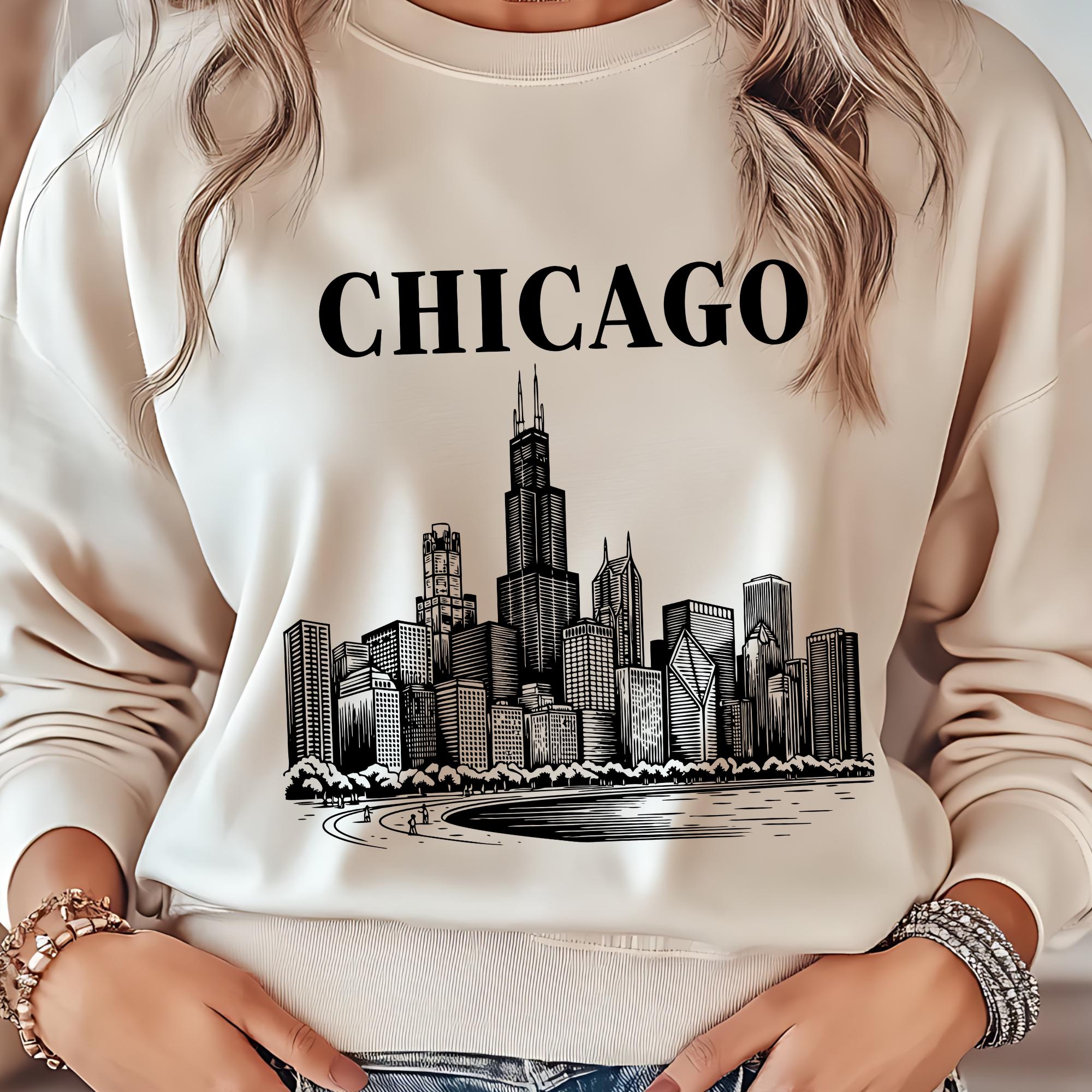 Chicago Landmark Line Art SVG: Travel Souvenir Clipart (digital ...