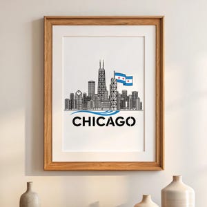 Chicago Skyline SVG for Cricut, Cityscape Cut File With Flag, Chicago ...