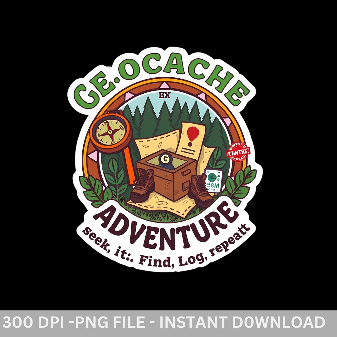 Geocaching Adventure PNG: Vintage Compass & Treasure Map (digital ...