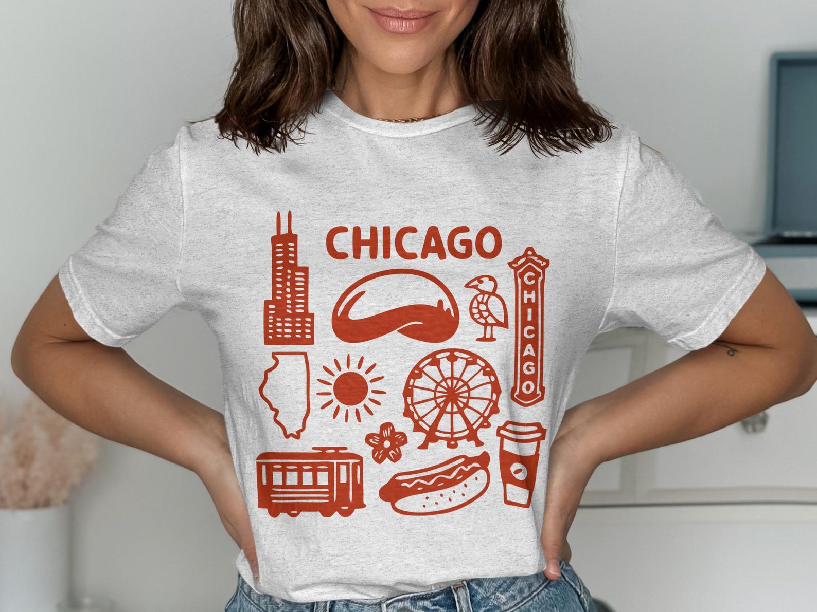 Chicago City Icons Bundle SVG PNG | Hand Drawn Doodle Landmarks ...