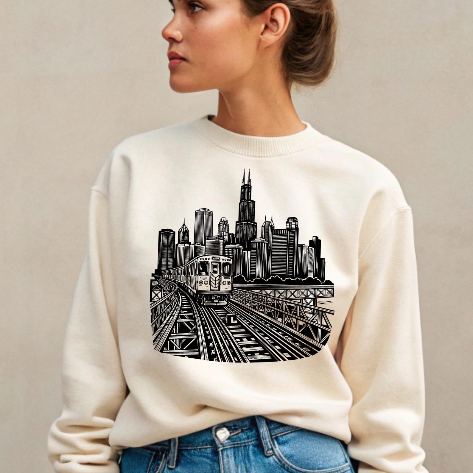 Chicago L Train SVG, Elevated Railway Skyline Cut File for Cricut ...