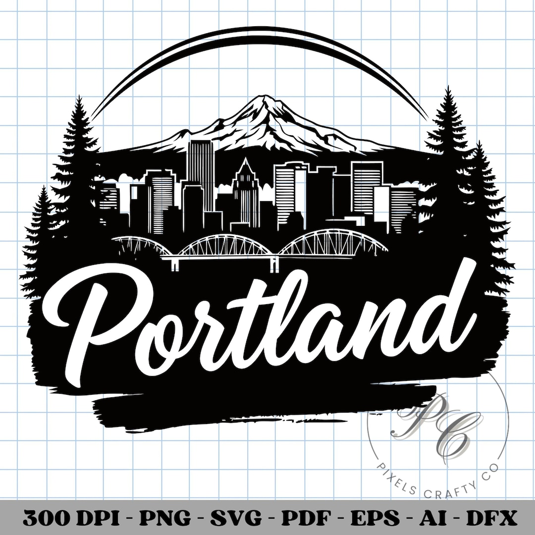 Portland Skyline SVG, Oregon Cityscape With Mount Hood and Bridge Cut ...