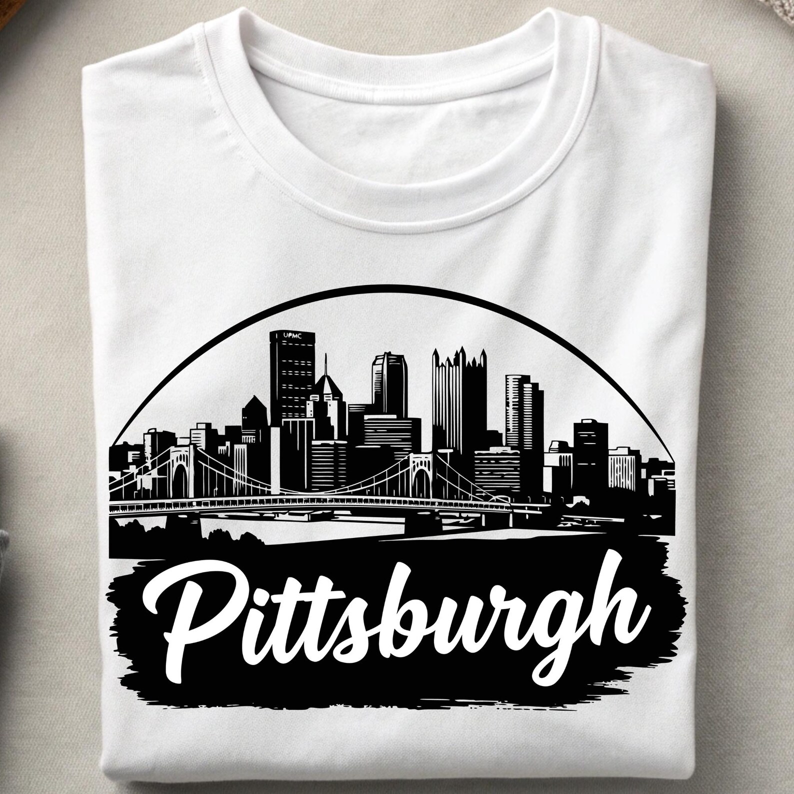 Paisaje urbano de Pittsburgh SVG, horizonte del centro y puentes para ...