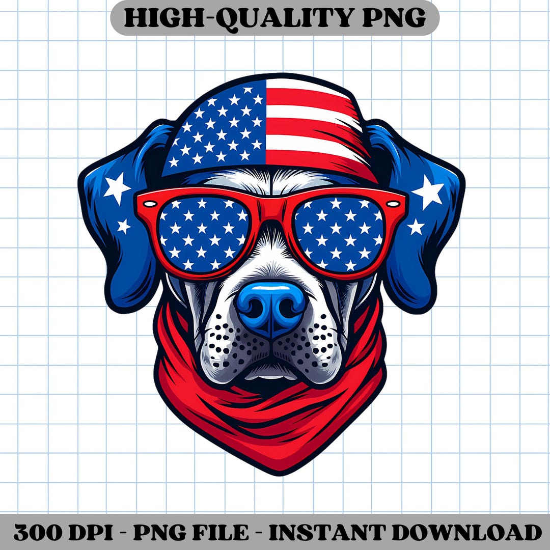 Patriotic Pitbull PNG: USA Flag Sunglasses, 4th of July Design (digital ...