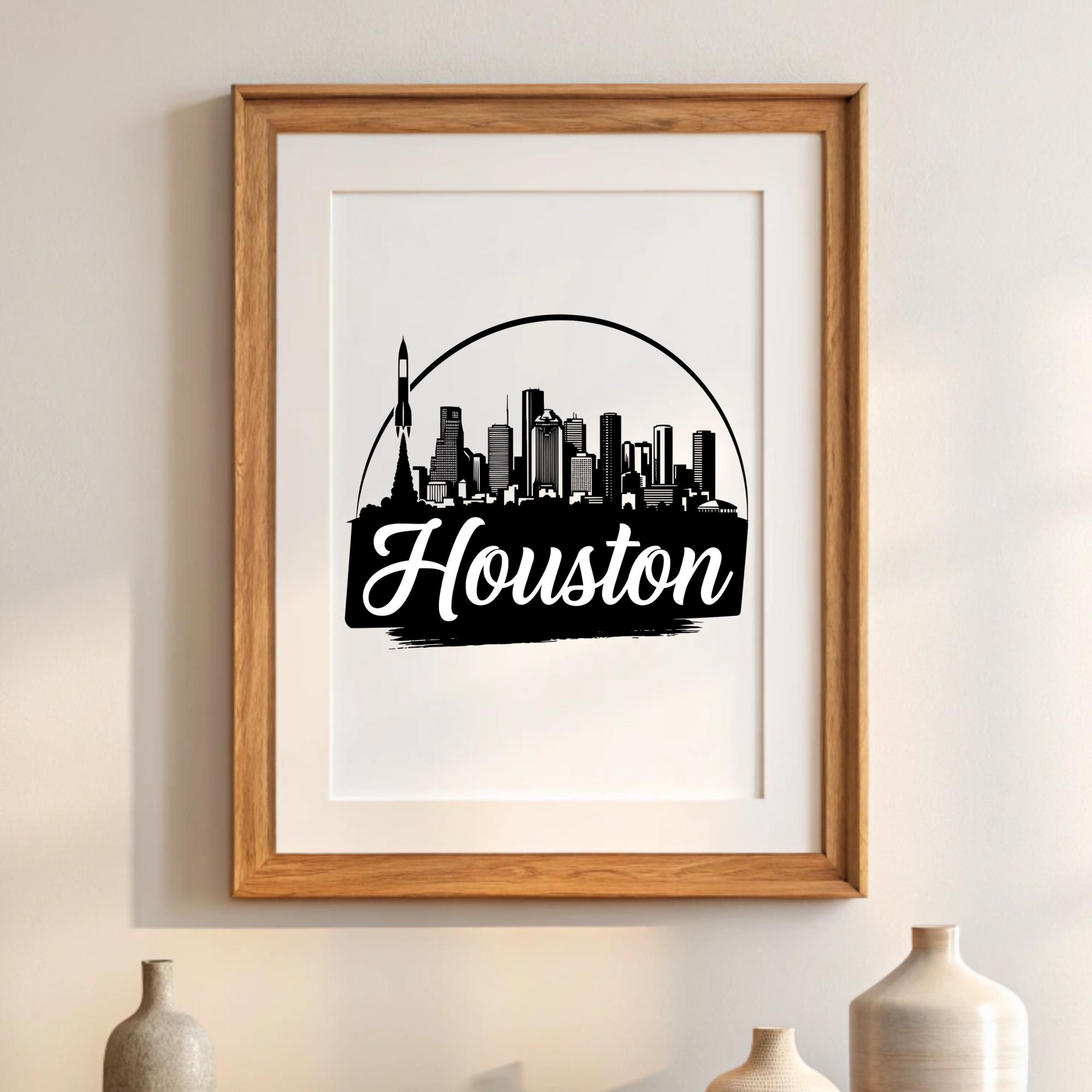 Houston Skyline SVG With Rocket, Space City Texas Cut File for Cricut ...
